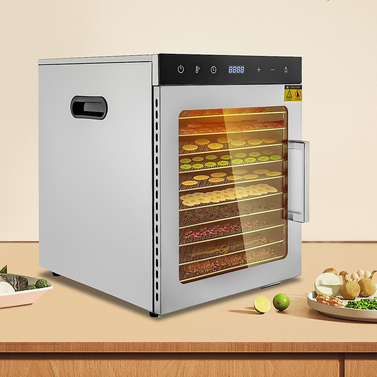 Xlsdlvcnxz 800W Commercial Food Dehydrator,10/12 Trays Stainless Steel Trays,Food Dehydrator Machine with Digital Temperature and Timer for Food and Jerky, Herbs, Veggies, Fruits (10-tray)