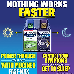 Mucinex FastMax DM Max Cold & Flu Liquid - Thins Mucus, Relieves Cough, Chest Congestion, Pain, Fever, Sneezing, Sore Throat, Runny Nose