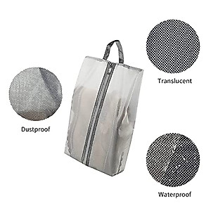 Creechwa Shoe Bags for Travel, Waterproof Shoe Storage Packing Organizer with Zipper and Handle, Translucent Shoe Pouch for Women and Men (Grey 3 PCS)