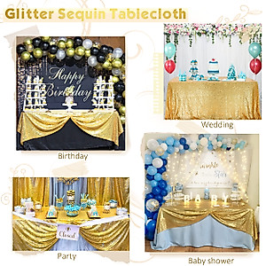 Trlyc 55"X55" Seamless Gold Sequin Tablecloth Sparkly Shimmer Decoraiton Tablecloth Overlay for Weeding Party