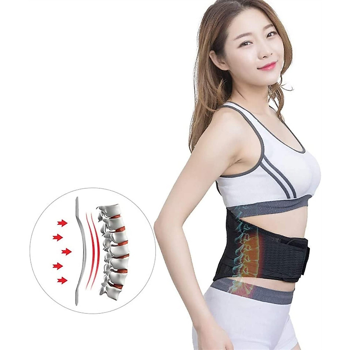 XMSM Lower Back Brace Back Support Belt with Adjustable Straps and Built-in Splints, Lumbar Belt for Pain Relief and Injury Prevention (Size : Medium)