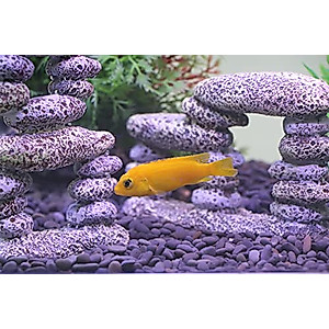 AQUA KT Aquarium Landscape Cobblestone Stacked Stones for Cichlid Fish Hiding Betta Hideout Tank Decoration, Pack of 2