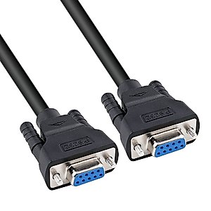 DTech 15 ft Straight Through Serial DB9 Cable Female to Female 9 Pin COM Port Cord for Data Communication (5 Meter. Black)