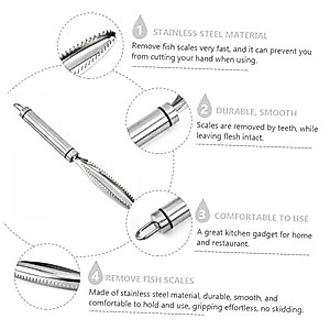 FUNOMOCYA 2pcs Fish Scaler Fish Scale Remover Household Cleaner Fish Descaling Tool Fish Scrapers Fish Cleaning Tools Fish Scale Scraper Fish Scale Cleaner Stainless Steel Silver