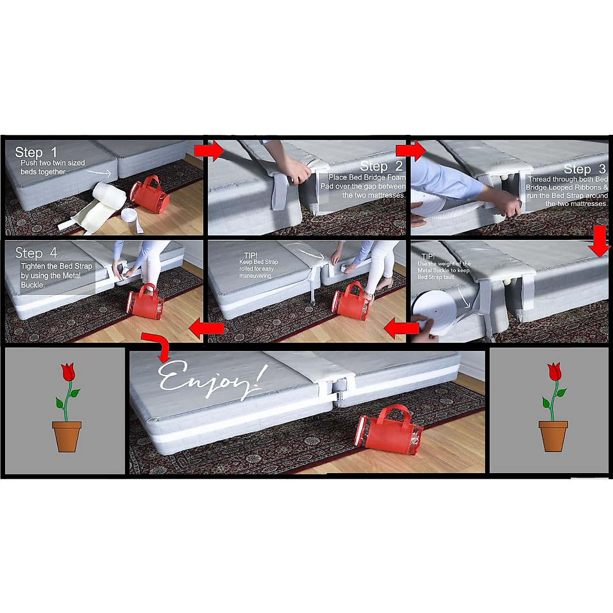 CO-Lay Bed Bridge Twin to King Converter Kit - Twin Bed Connector King Maker - Mattress Extender Joiner Gap Filler - Split King Bed Connector, Twin to King or Twin XL to King