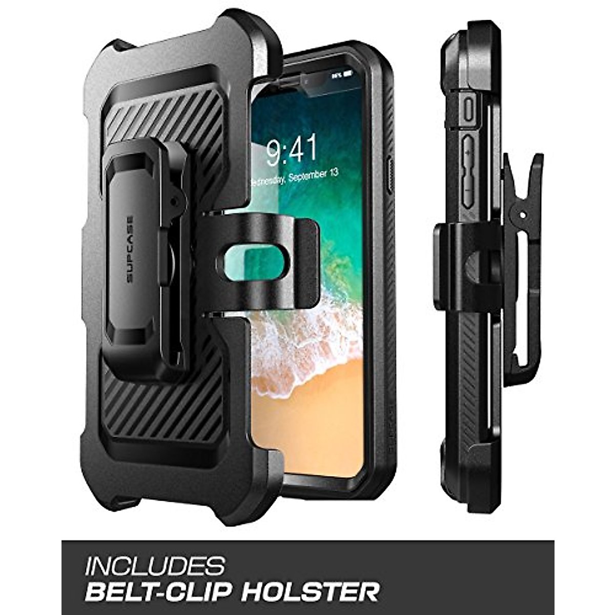 SUPCASE Unicorn Beetle Pro Series Case Designed Designed for iPhone X, with Built-In Screen Protector Full-body Rugged Holster Case for Apple iPhone X / iPhone 10 (2017 Release) (Black)