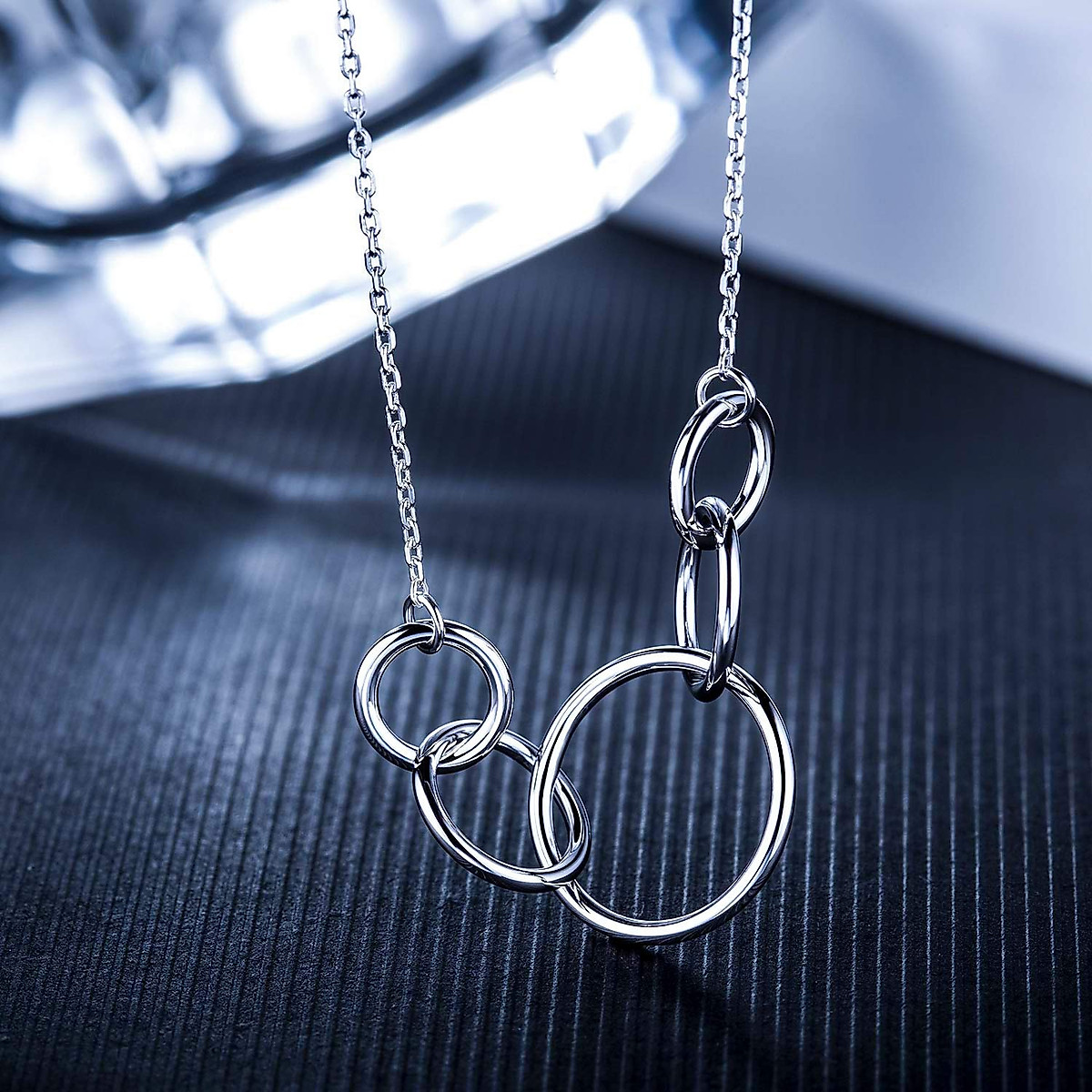50th Birthday Gifts for Women - 925 Sterling Silver Infinity Five Circle Necklace for Her, 5 Decade Jewelry 50 Years Old, Mothers Day Jewelry (50th Birthday Gifts)