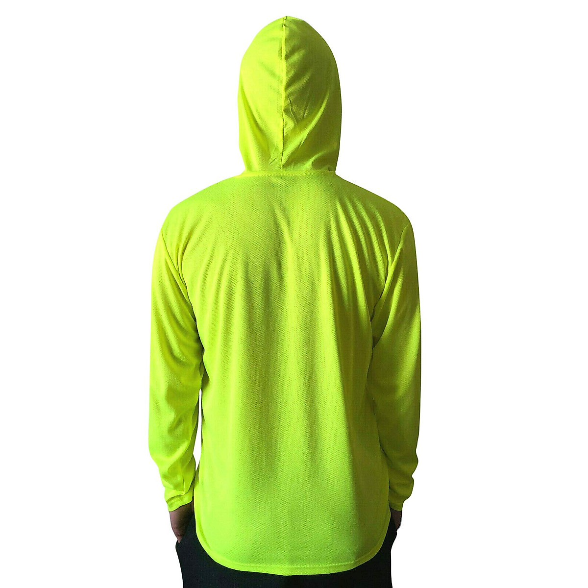 NY GOLDEN FASHION Hi Vis High Visibility T Shirt Long Sleeve Safety Construction Work Shirts with Hood (2Pcs Neon Yellow, XL)