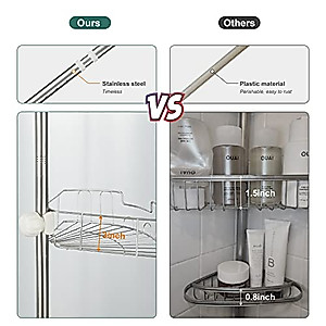 shower caddy corner organizer for bathroom,caddy shelves cirner storage bathtub shampoo holder rack with rustproof stainless tension pole 4-tier adjustable stand on floor 100-130 inches height