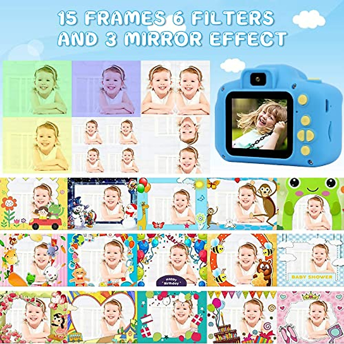 Gridspace Upgrade Kids Camera Toys for 3 4 5 6 7 8 9 Year Old Boy Girls Christmas Birthday Gifts Toddler Camera HD Digital Video Camera 1080P HD 2 Inch Screen with 32GB Card