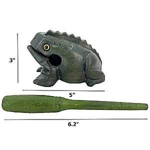 Cozinest 5" Wooden Frog Percussion Instrument Wood Frog Guiro Rasp Tone Block Thailand Handcraft Musical Lucky Frog Home Office Decoration Nice Gift (Green)
