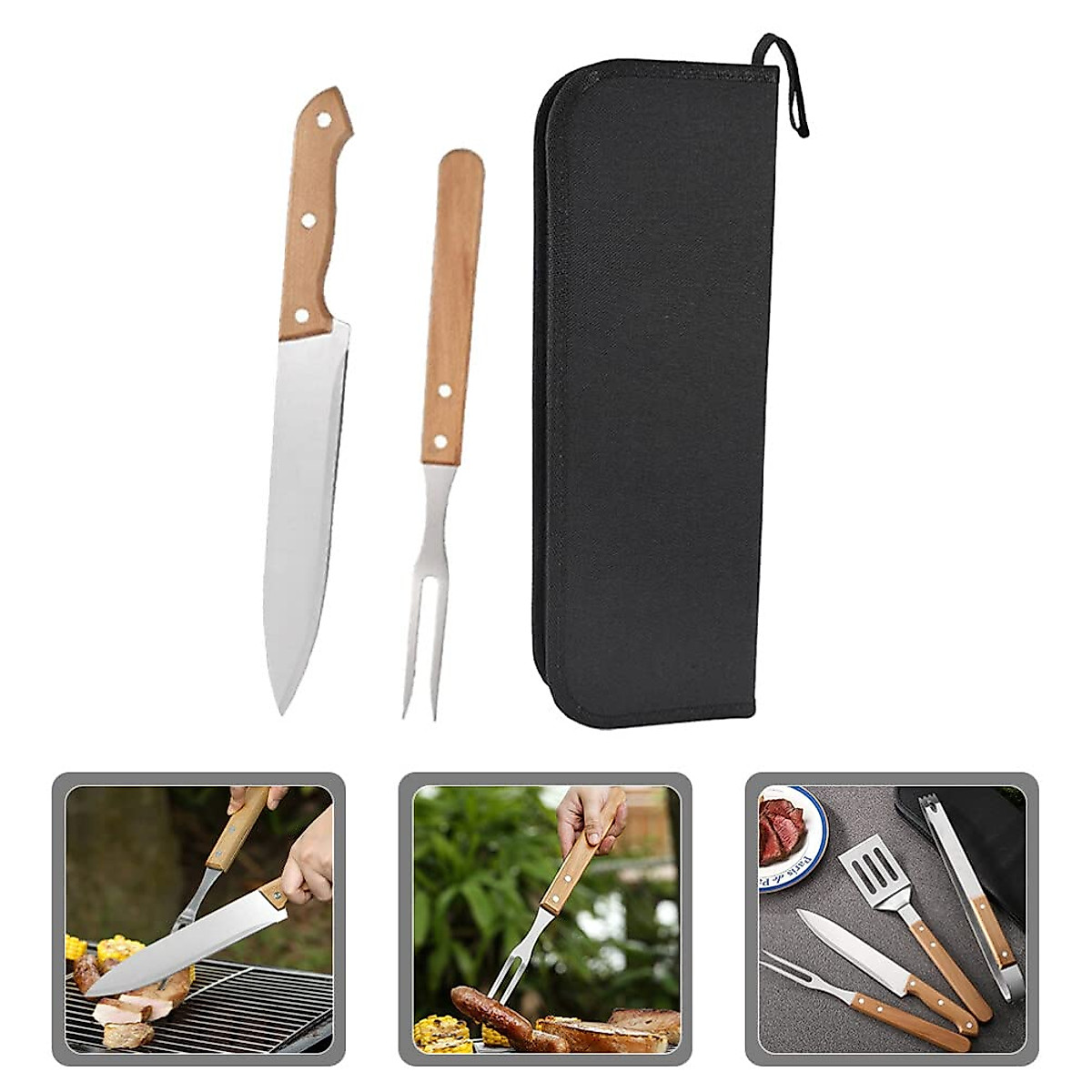 GANAZONO 1 Set Barbecue and Fork Tools BBQ Tools for Outdoor Grill Cooking Cutter Kitchen Essentials Cutter for BBQ Barbecue Grill Cutter Food Barbecue Stainless Steel Barbecue