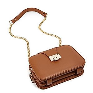 forestfish Ladies Black PU Leather Shoulder Bag Evening Clutch Purse Crossbody Bag with Metal Chain Strap, Khaki