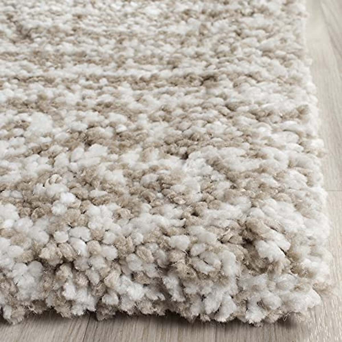 SAFAVIEH Ultimate Shag Collection 8' x 10' Sand / Ivory SGU211C Handmade Solid 1.6-inch Thick Area Rug