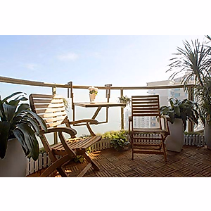 Interbuild Toronto Balcony Folding Deck Table, Outdoor Hanging Railing Bar Table, FSC Acacia Wood, 28 x 23 Inches, Adjustable, Golden Teak