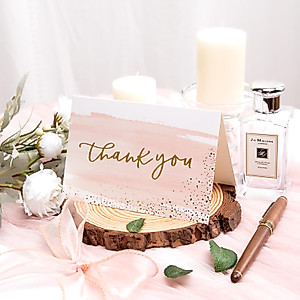 Thank You Cards-48 Bulk Blank Gold Foil&Watercolor Bulk Box Set with Elegant Floral Envelopes &Stickers for Wedding, Baby Shower, Bridal Shower, Business, Anniversary, Funeral -4" x 6"