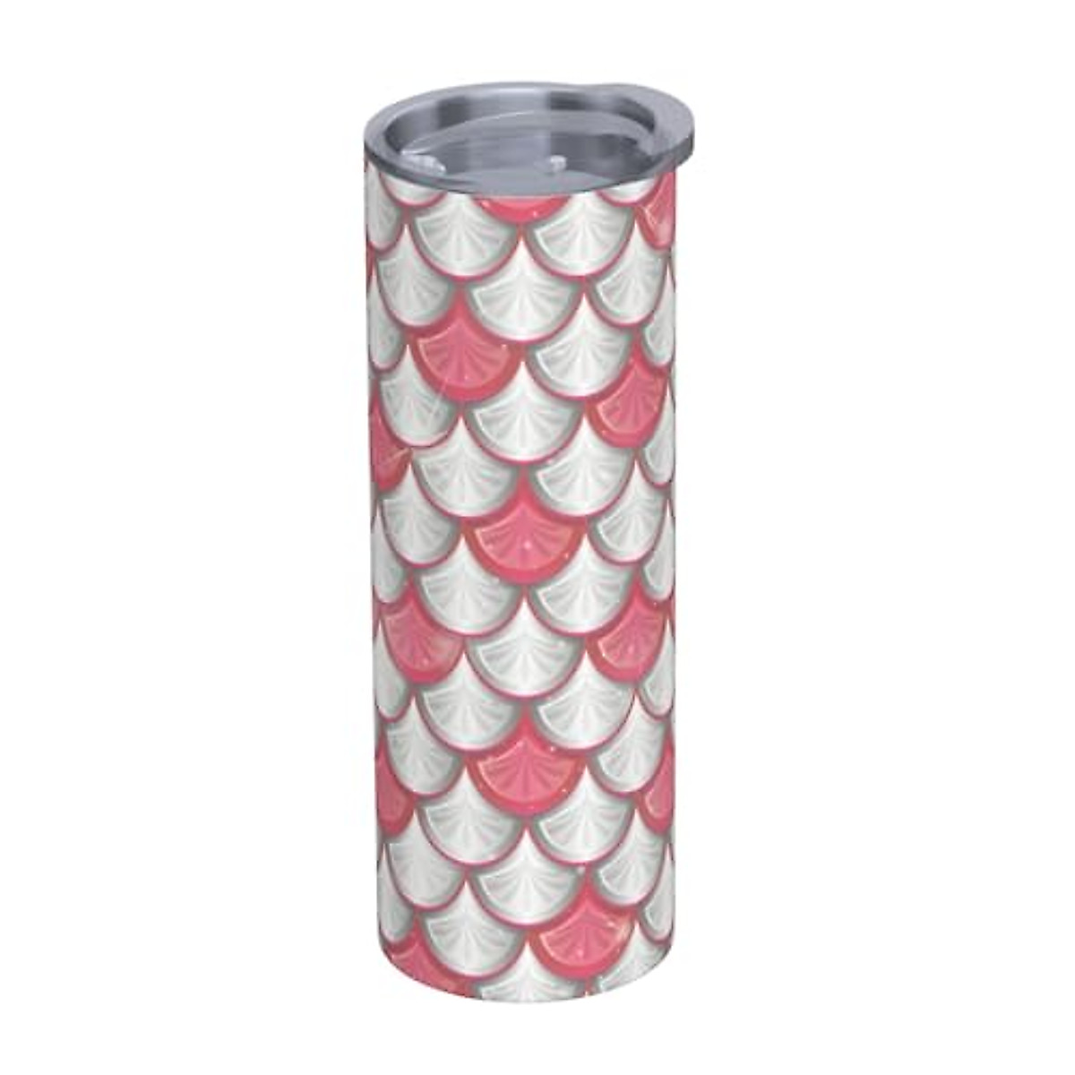 AFHYZY 20 oz Skinny Tumbler Reusable Coffee Travel Mug with Lids and Straws, Insulated Coffee Cups 20oz Stainless Steel Water Bottles Leak Proof for Adults, Women - Mermaid