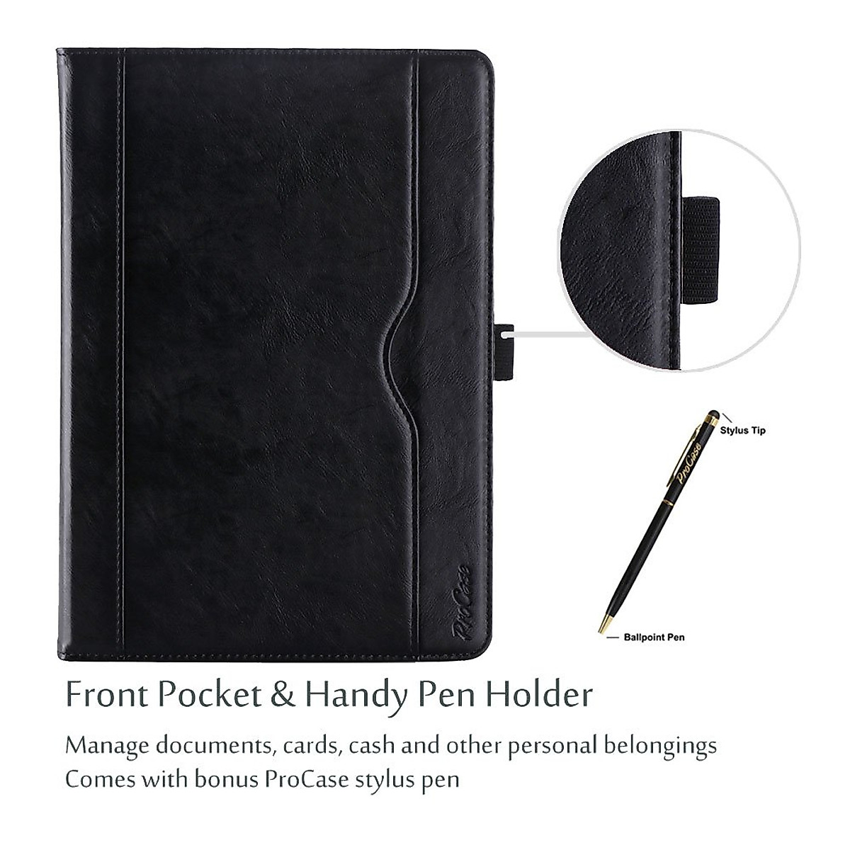 ProCase Case for iPad Air (3rd Gen) 10.5" 2019/iPad Pro 10.5" 2017, Vintage PU Leather Stand Folio Cover for iPad Air 3/iPad Pro 10.5-inch Multiple Viewing Angles with Pencil Holder -Black