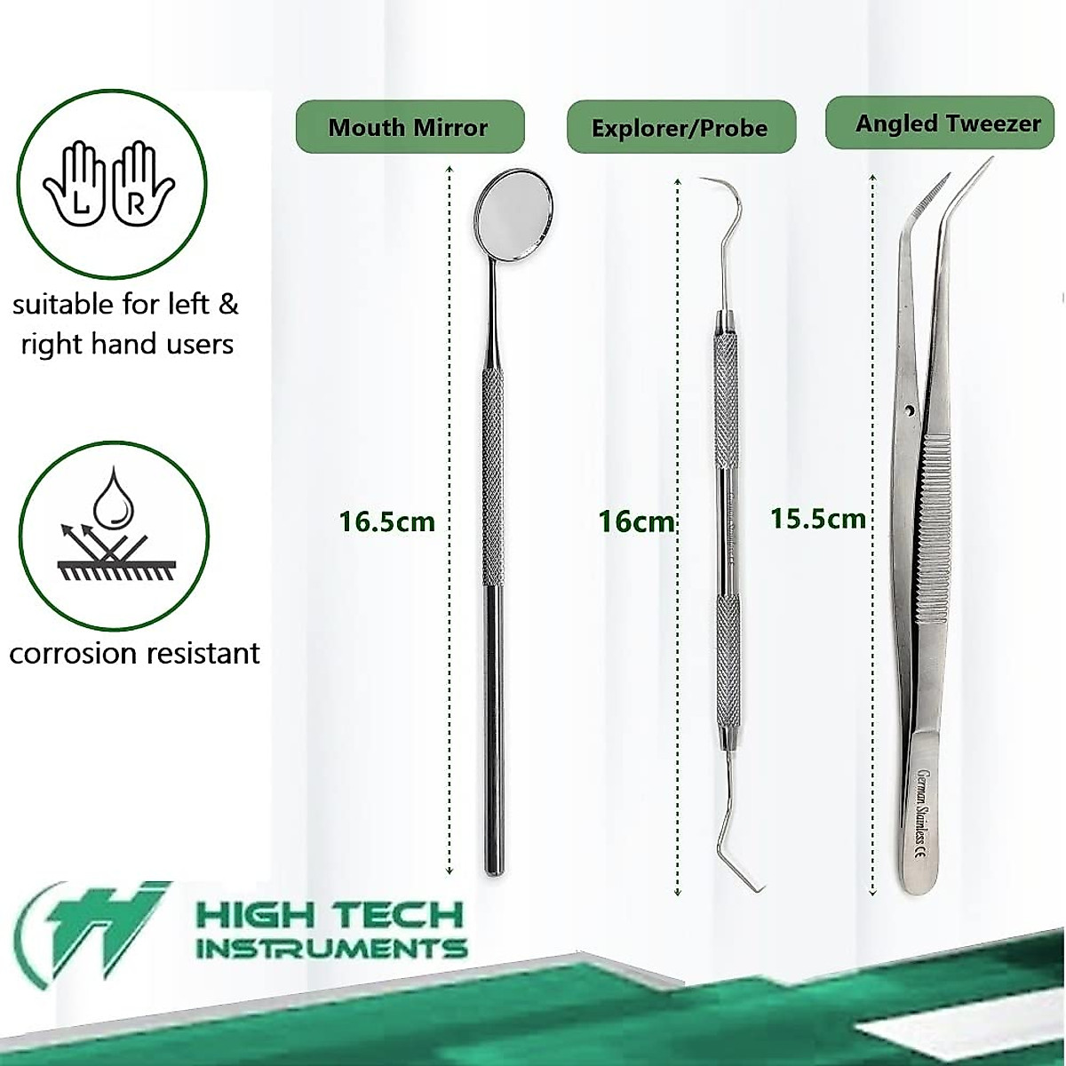 8 Pcs Oral Hygiene Kit Plaque Remover Professional Dental Picks for Teeth, Scraper, Serrated Tweezers, Mouth Mirror, Double Ended Picks for Gum Care Set - Stainless Steel with Carrying Case