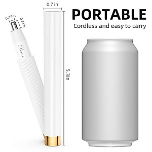 Leuxe Nose and Ear Hair Trimmer, Electric Battery Operated Washable Quiet Eyebrow Clippers, Cordless Small Hair Remover, IPX7 Waterproof, Dual Edge Blades, with Battery, Easy to Clean, for Men & Women