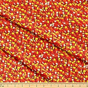 Fabric by The Yard [ 58" inches x 1 Yard ] Decorative Fabric for Sewing Quilting Apparel Crafts Home Decor Accents (Candy Corn Halloween Pattern)