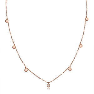 Barzel 18K Rose Gold Plated Created Fire Opal Necklace In 18 Inches with 2 Inches Extension (Rose Gold)