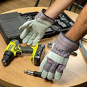 G & F Products unisex adult Safety Cuff Regular Grade work gloves, Grey, Large Pack of 5 US