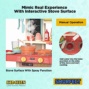 Surefect - Kitchen Play Set with Accessories- Mini Kitchen Set with Realistic Light Sound Steam Simulation- Indoor Games Cooking Playset with Water Outlet- Toys for Toddlers Children & Girls