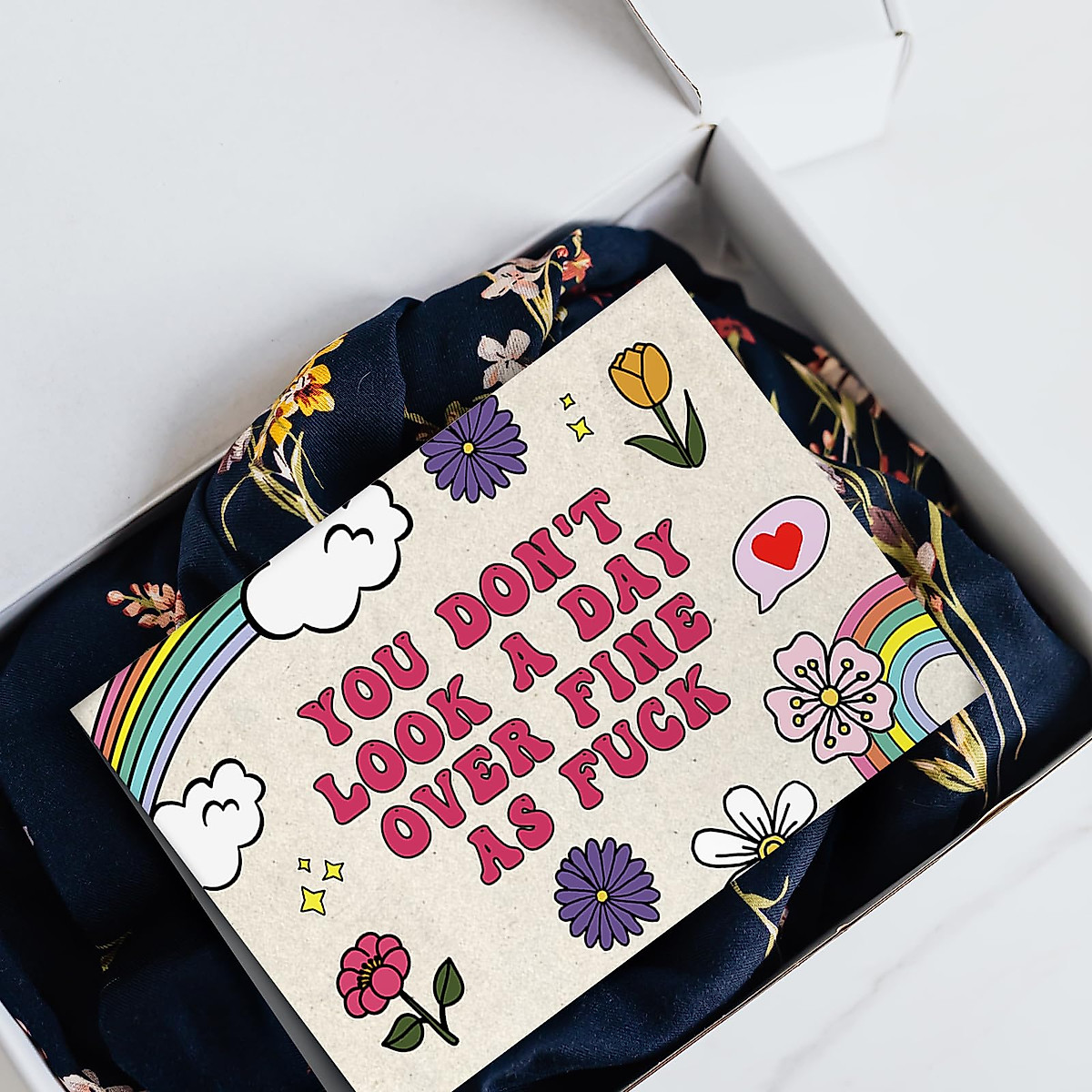 SuperShunhu Funny Birthday Card for Her, Birthday Gift for Girlfriend Wife, Happy Birthday Card for Friend Bestie, You Don’t Look A Day Over Fine AF Card