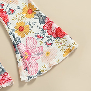 YINGISFITM Toddler Girl Sleeveless Bell Bottom Jumpsuit Romper Flare Pants Overalls Cute Summer Clothes Hippie Outfits (C Butterfly Orange, 2-3T)