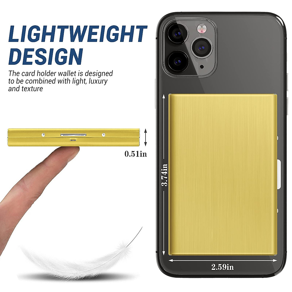 YINHEXI Business Card Holder Case Wallet for Men and Women, Metal Minimalist Slim Credit Card Wallet with Stainless Steel RFID Blocking for Men and Women (Gold)