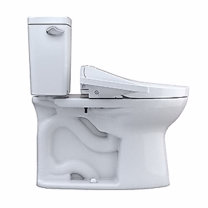 TOTO Drake WASHLET+ Two-Piece Elongated 1.6 GPF Universal Height TORNADO FLUSH Toilet with C2 Bidet Seat, Cotton White - MW7763074CSFG#01