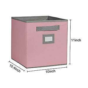 PDTXCLS Yowego EPG-Life 6 Pack Foldable Storage Cubes with Label Holder and Fabric Handle, Pink