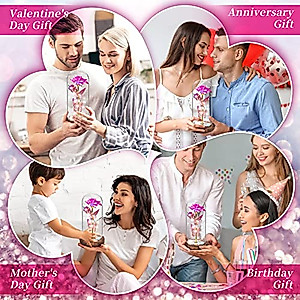 WOKEISE Light Up Rose Butterfly in Glass Dome,Birthday Gifts for Women, Anniversary Flower Lighted Roses Gifts for Women,Wife,Mom, Grandma,Girlfriend,Teenage Girls,Sister-Pink