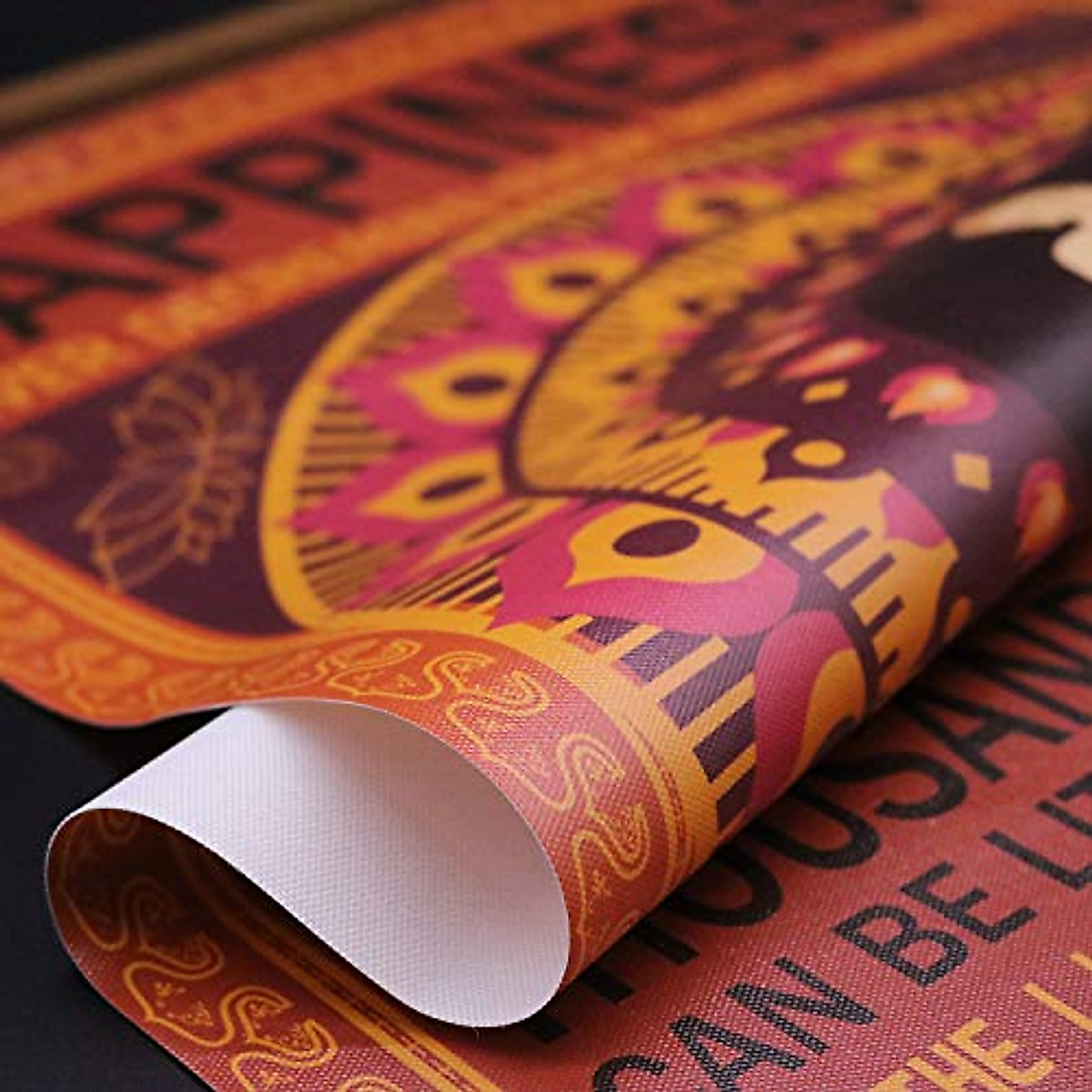 Buddha Wall Art Zen Decor Printed on Canvas with Scroll Wood Frame Hanger Poster Happiness Quote Motivational Home Decor Hanging Painting 15.7 x 27 inch… (buddha happiness)