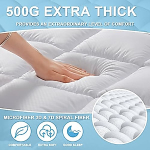 JTE Twin Mattress Pad for Back Pain, 100% Waterproof Extra Thick Quilted Fitted Mattress Protector, Breathable Cooling Mattress Topper Bed Cover Pillow Top 8-21" Deep Pocket(39 * 75 Inches, White)