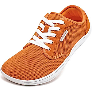 HOBIBEAR Barefoot Minimalist Shoes Womens Mens | Zero Drop | Wide Width Fashion Sneaker Orange,Women 9/Men 8