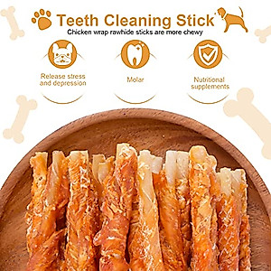 Pawant Chicken Wrapped Rawhides for Dogs Treats Puppy Training Snacks Sticks Dog Rawhide Chews All Natural Dog Treats 1lb