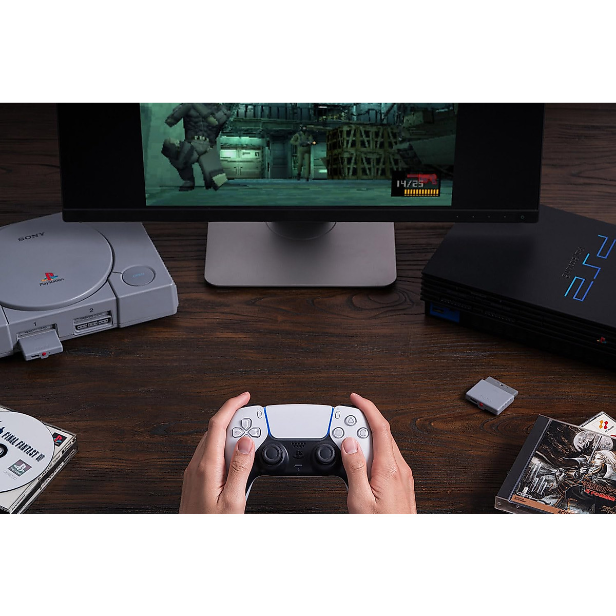 8Bitdo Bluetooth Retro Receiver for PS1 PS2 and Windows, Compatible with Xbox Series Controller, Xbox One Bluetooth Controller, Switch Pro and PS5/PS4 Controller
