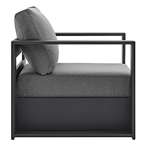 Modway Tahoe 4-Piece Fabric/Powder-Coated Aluminum Outdoor Set in Charcoal/Gray