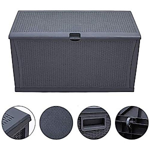 Crownland 120 Gallon Outdoor Storage Deck Box Resin Container Weatherproof Deck Storage Box Containers Patio Garden Furniture Outdoor Storage Boxes All Weather Using,Grey