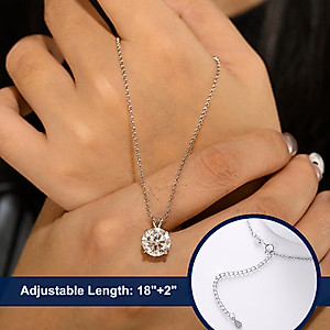 Moissanite Necklace for Women, Brass, Moissanite