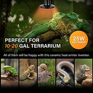 Simple Deluxe 25W/40W/50W/60W/100W/150W Ceramic Heat Emitter Reptile Heat Lamp Bulb No Light Emitting Brooder Coop Heater for Amphibian Pet & Incubating Chicken, Black/1-Pack, 25W