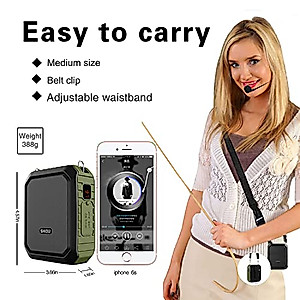 18W Voice Amplifier Portable Microphone and Speaker Set,Personal Speaker with Wired Mic Headset & Waistband,Wearable Waterproof Mini Pa System,Megaphone with Mic for Teachers,Classroom,Outdoor Speech