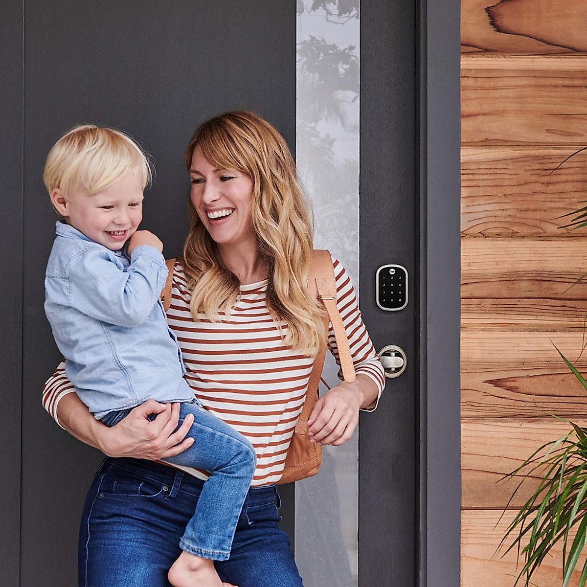 Yale Security B-YRD216-ZW-NV-619 Yale Assure Lock Z-Wave with Navis Paddle-Works with Ring Alarm, Smartthings, and Wink Smart Keypad Deadbolt with Matching Lever, Satin Nickel