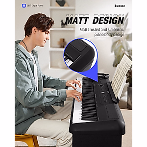Donner SE-1 88 Key Digital Piano with Graded Hammer Action Weighted Keys, Record, Bluetooth, 4 Reverb, LCD Screen, MIDI IN/OUT, 88 Key Weighted Keyboard Piano Bundle with Stand, Headphone, Three Pedal
