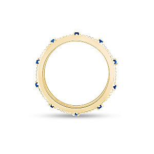Jewel Zone US Round Cut Simulated Blue Sapphire Stackable Ring in 14K Yellow Gold Over Sterling Silver