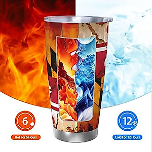 WXZYFP Car cup (single silver rim), can use a straw or drink directly, easy to use.vintage wooden maryland flag