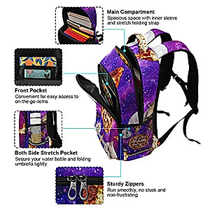 Glaphy Galaxy Cats Backpack Pizza Cat Laptop Travel Bags Lightweight School Bookbag Student Backpacks for Men Women Kids Teens