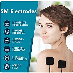 TENS Unit Electrode Pads TENS Unit Replacement Pads TENS Pads Replacement Electrodes for TENS Unit Pads Replacement TENS Replacement Pads Compatible with AUVON TENS 7000 Replacement Pads Black